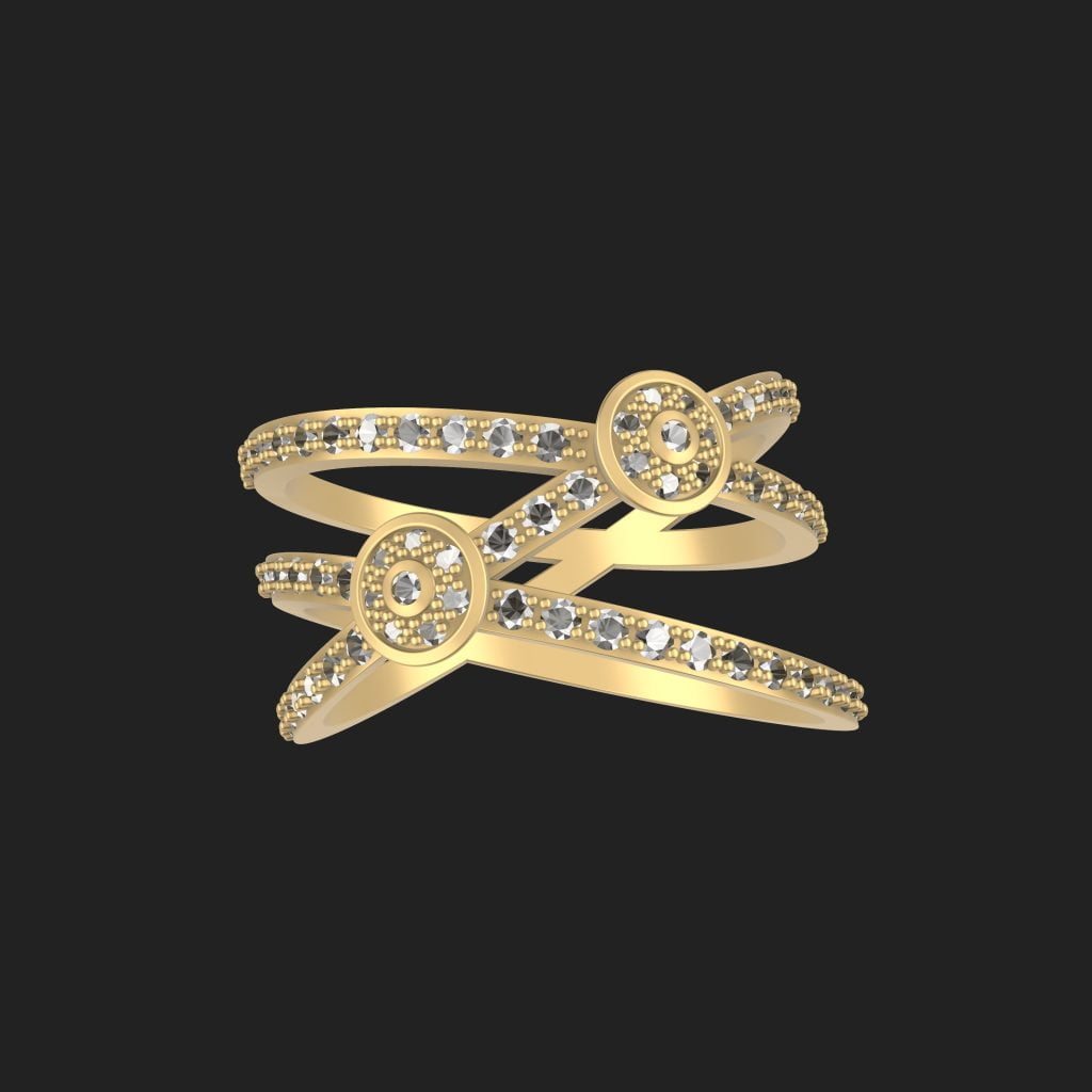 Contemporary Diamond Waves Ring - Cad Files